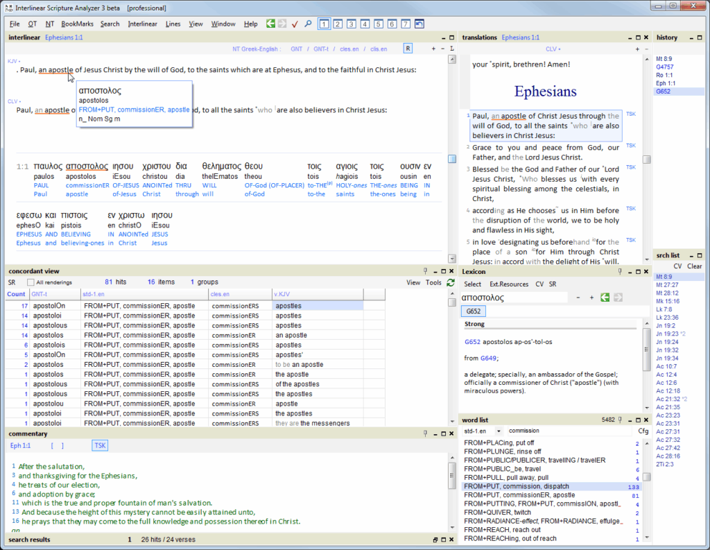 Free interlinear Bible software with Greek and Hebrew tools - GoedBericht